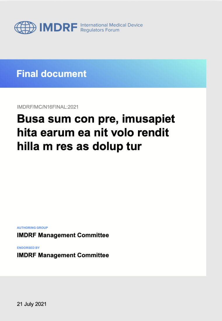 Documents | International Medical Device Regulators Forum